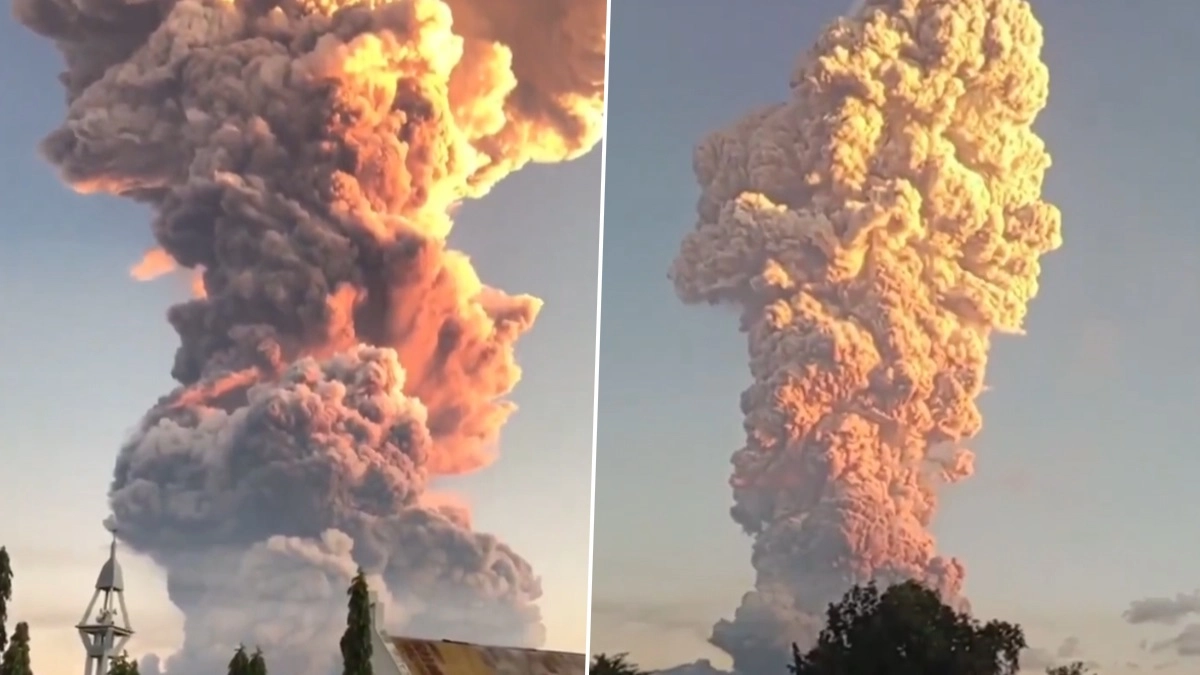 Volcanic Eruption Video: প্রবল বিস্ফোরণে ফাটল আগ্নেয়গিরি, গলগল করে বেরোচ্ছে আগুন, ছাইয়ের ...